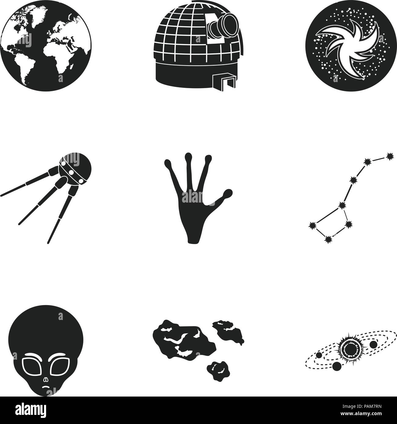 Space set icons in black style. Big collection of space vector symbol ...