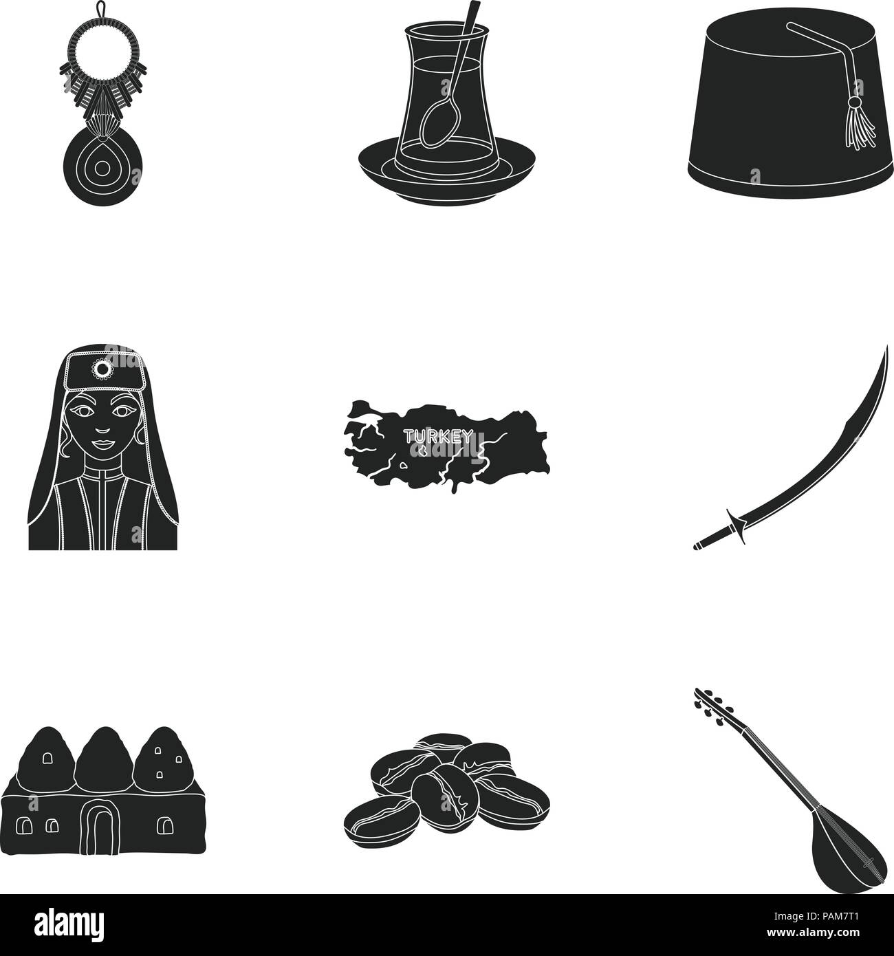 Turkey set icons in black style. Big collection of Turkey vector symbol ...