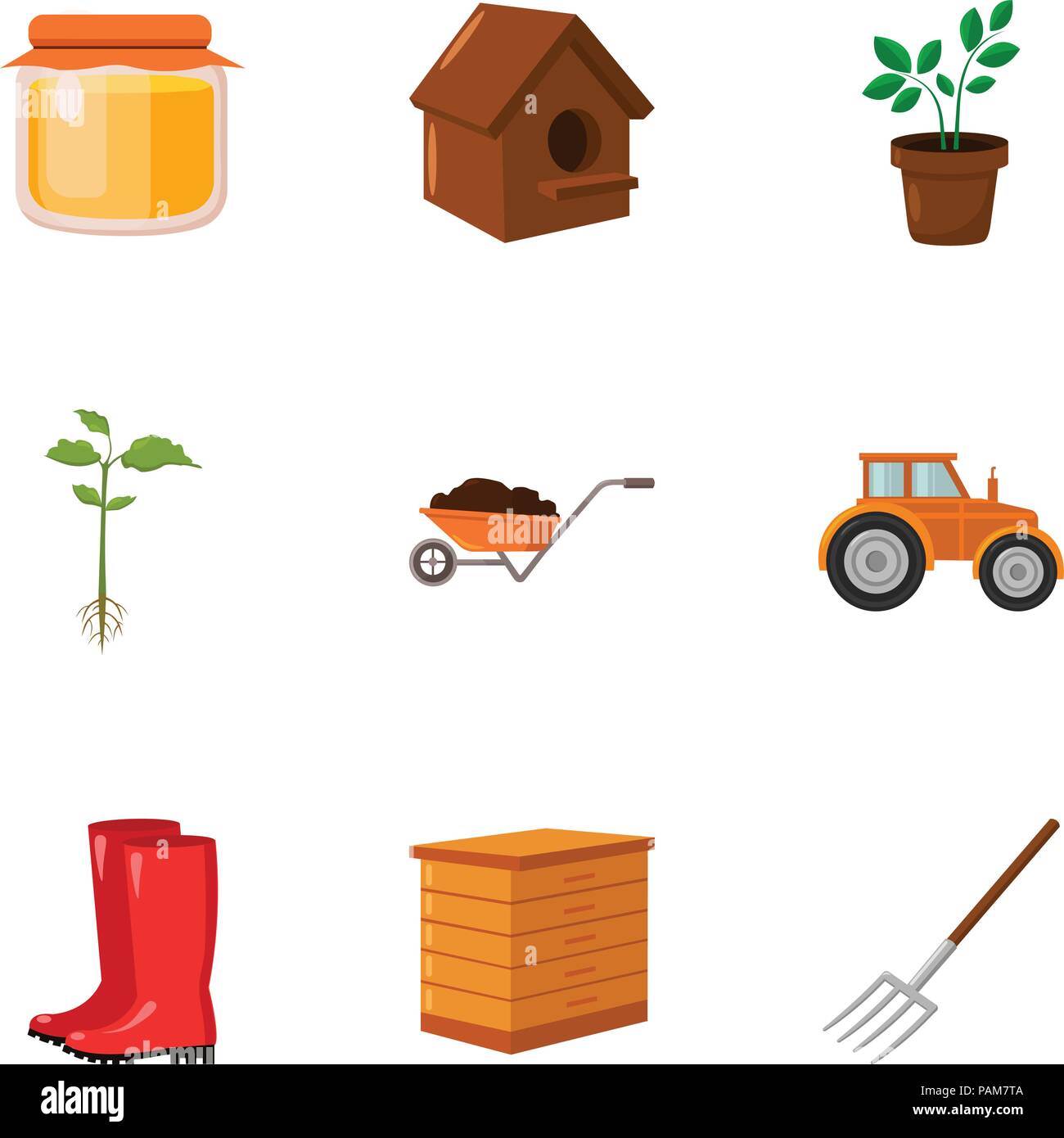 Farm set icons in cartoon style. Big collection of farm vector symbol ...