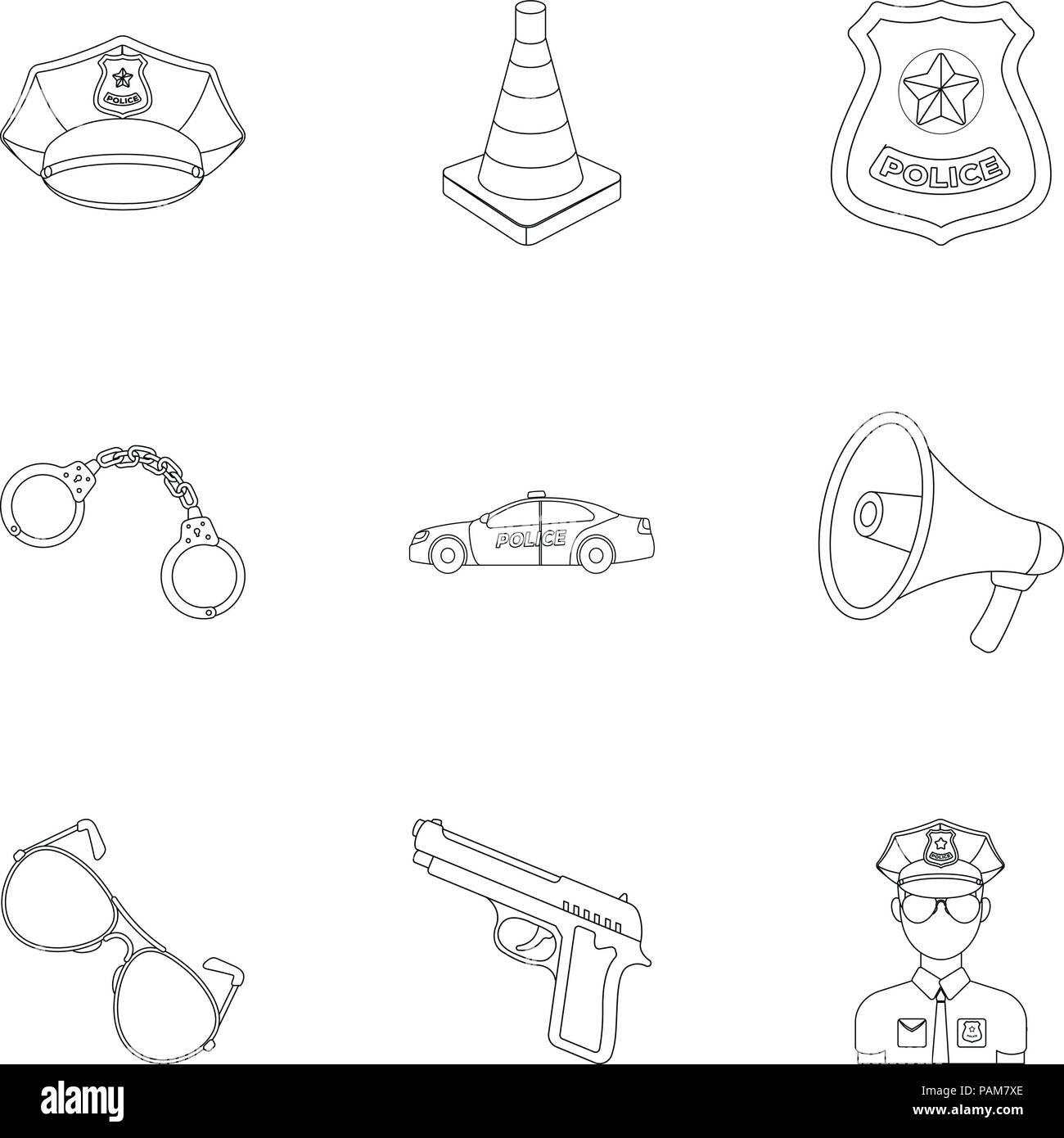 a chip,a conversation,a gun,a walkie-talkie,badge,cap,citizens ...