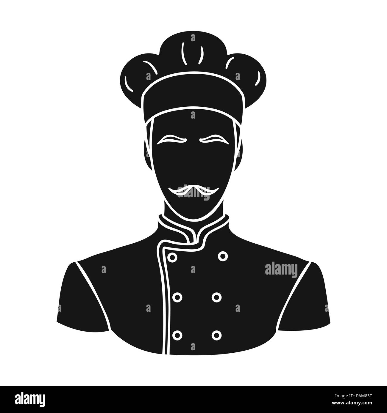 Restaurant chef icon in black style isolated on white background ...