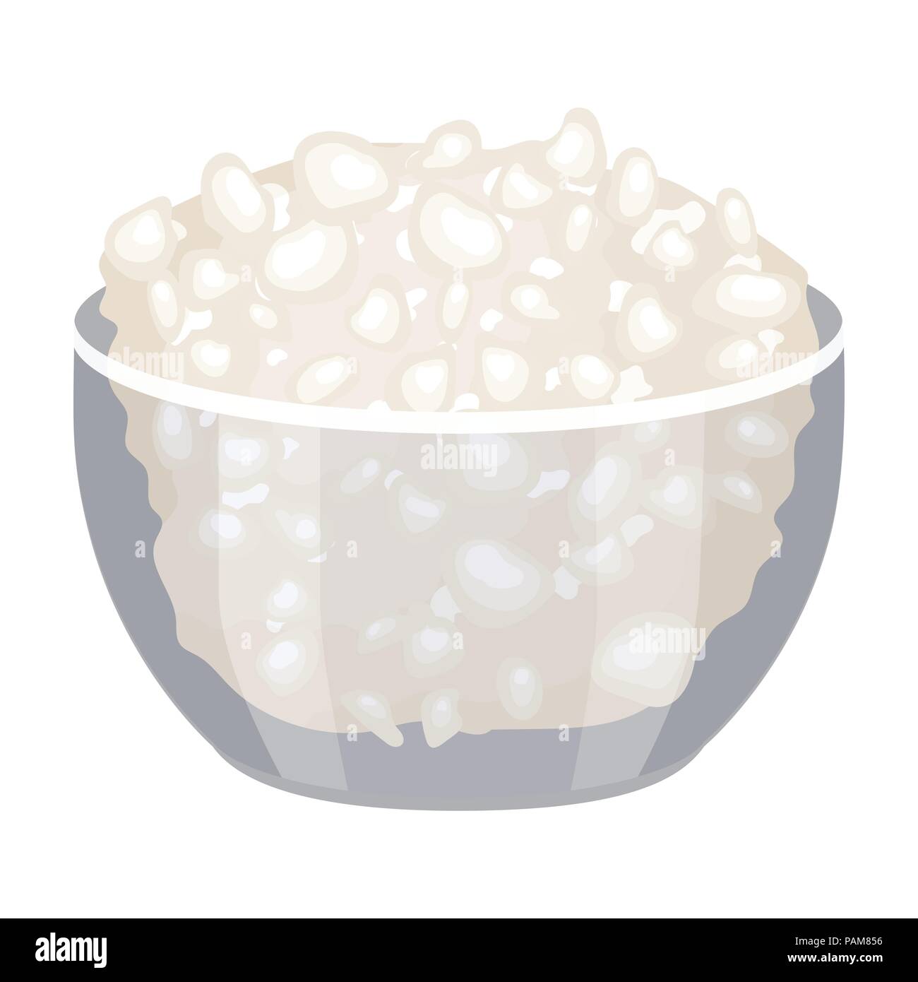 Cottage cheese in the bowl icon in cartoon style isolated on white ...