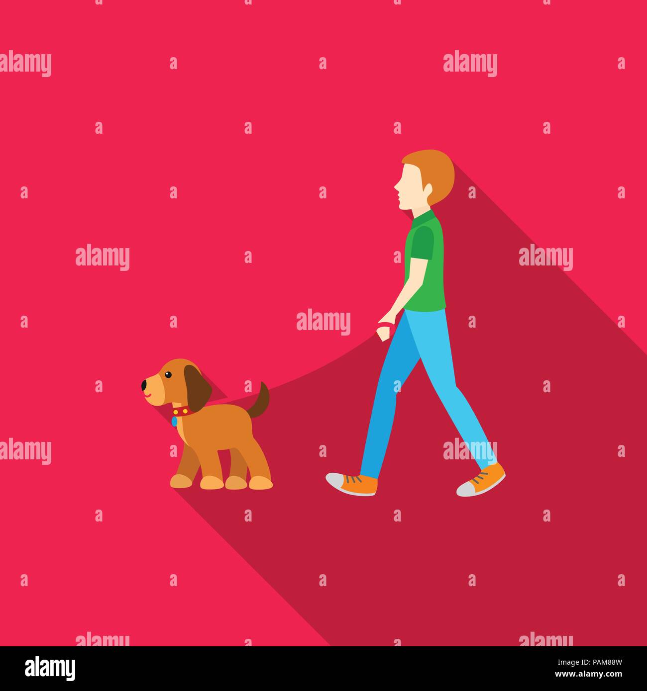Dog walk vector illustration icon in flat design Stock Vector Image ...
