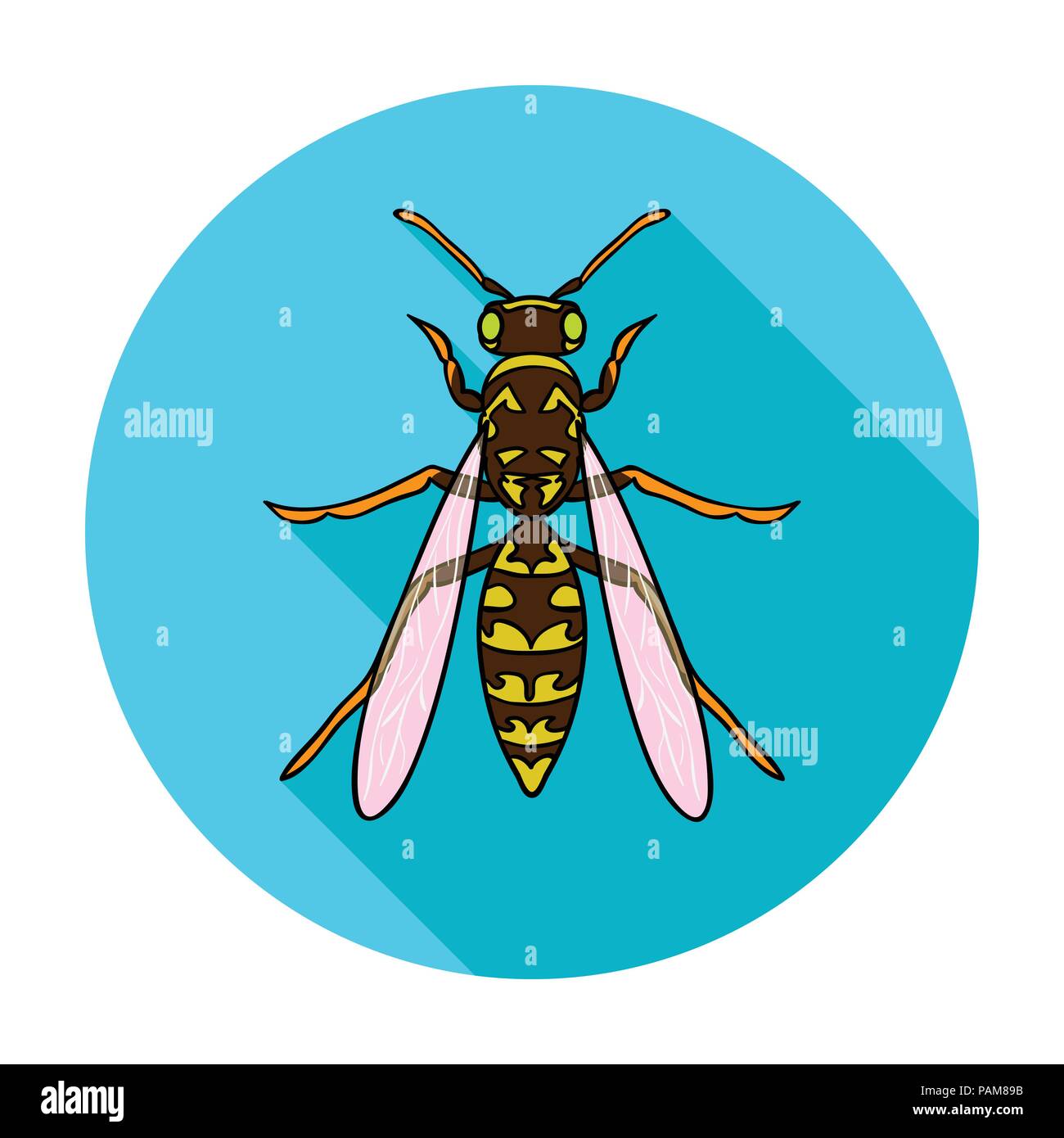 Wasp icon in flat design isolated on white background. Insects symbol ...