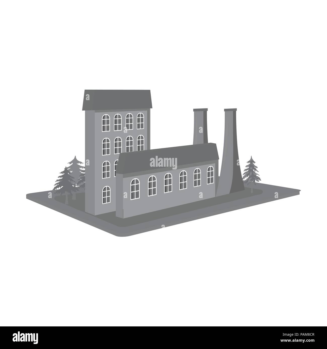 Processing factory. Factory and industry single icon in monochrome ...