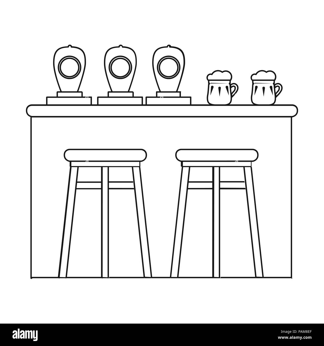 Bar icon in outline design isolated on white background. Pub symbol ...
