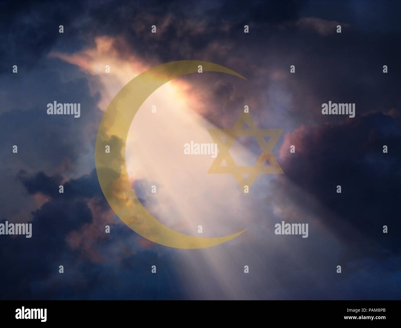 Jewish Star and Muslim Crescent Stock Photo - Alamy