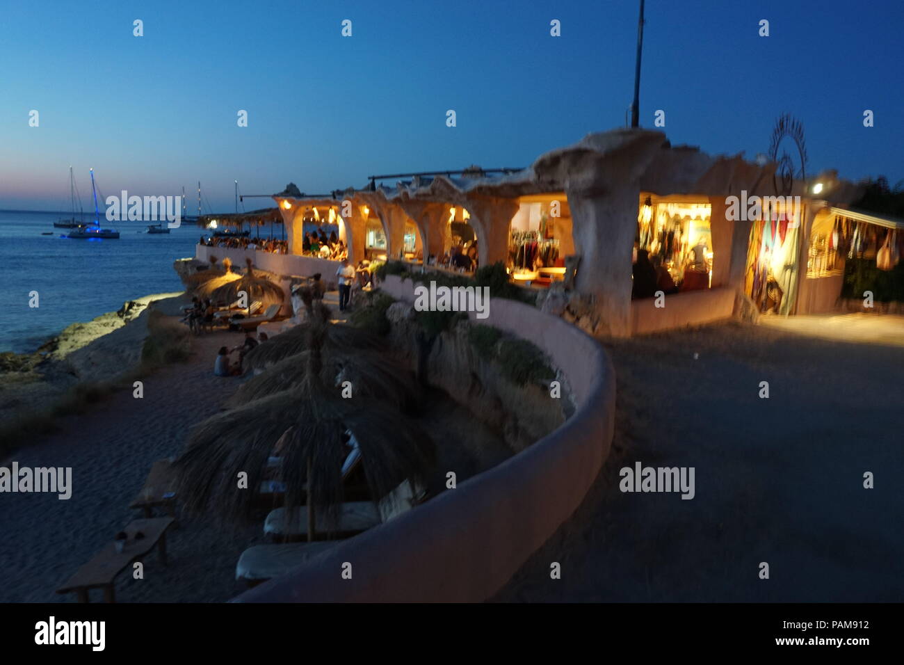 Sunset in Ibiza at Sunset Ashram bar Cala Conta Stock Photo - Alamy