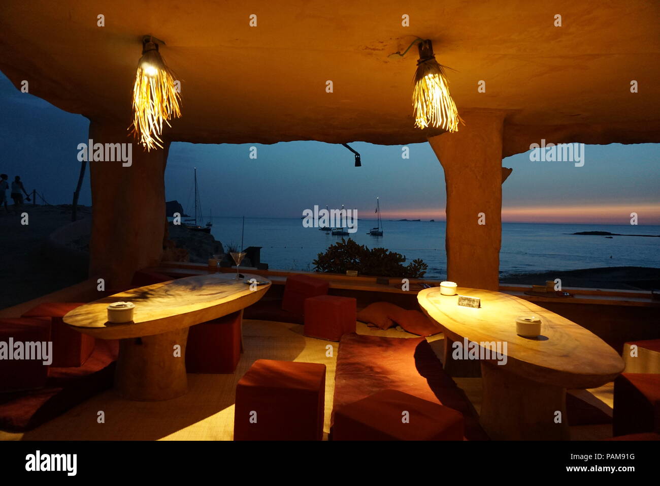 Sunset in Ibiza at Sunset Ashram bar Cala Conta Stock Photo - Alamy