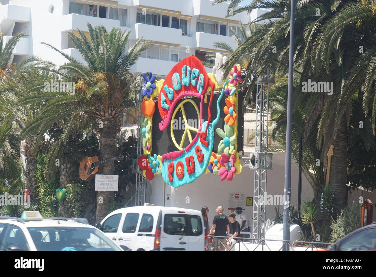 Flower Power. Pacha night club Ibiza Town Stock Photo - Alamy