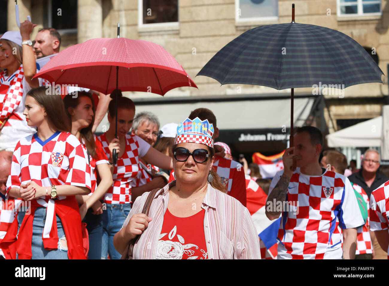 ZAGREB, CROATIA - JULY 15, 2018 : Croatian football fans support ...