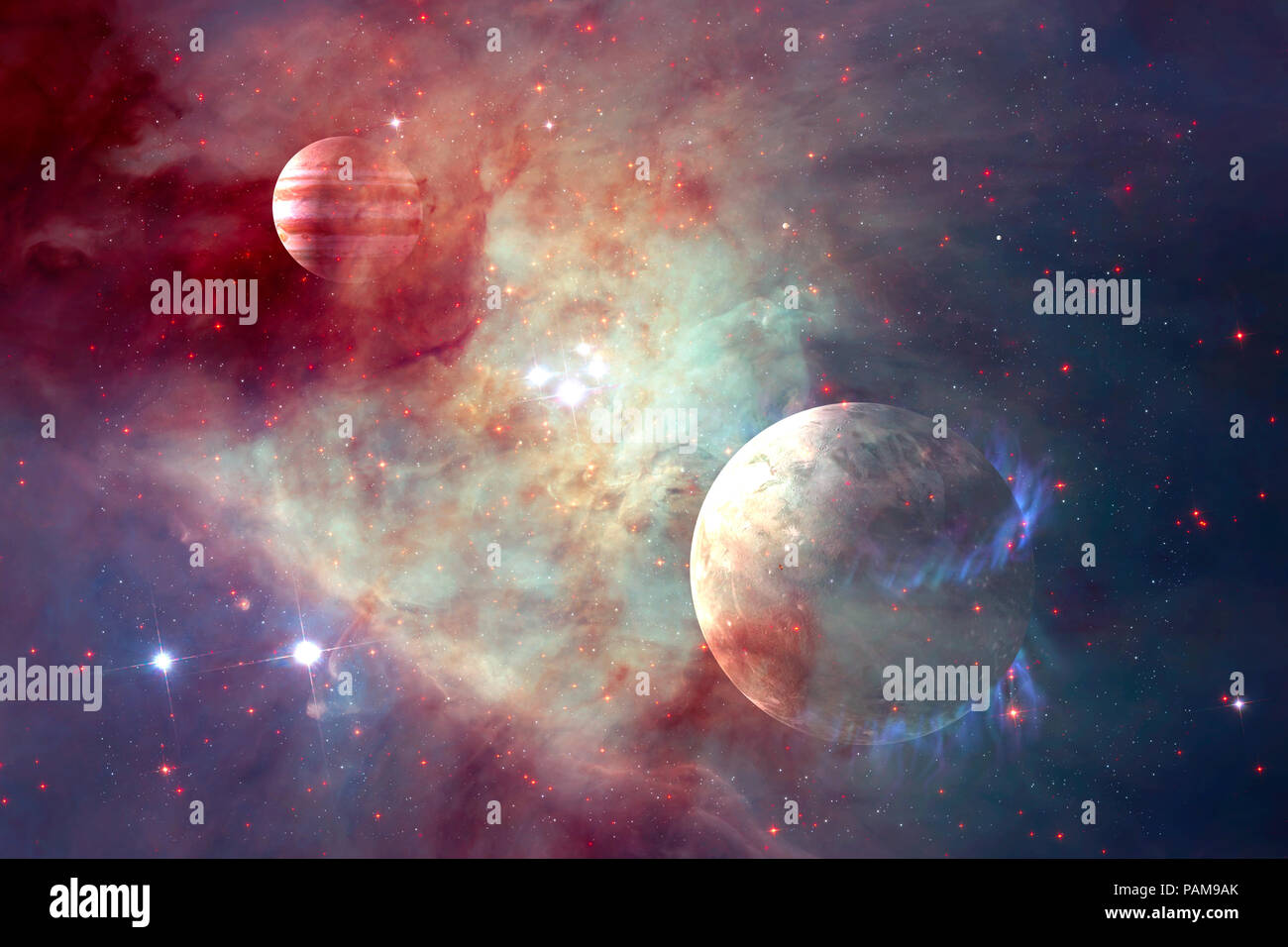 Galaxy and planet in outer space. Elements of this image furnished by ...