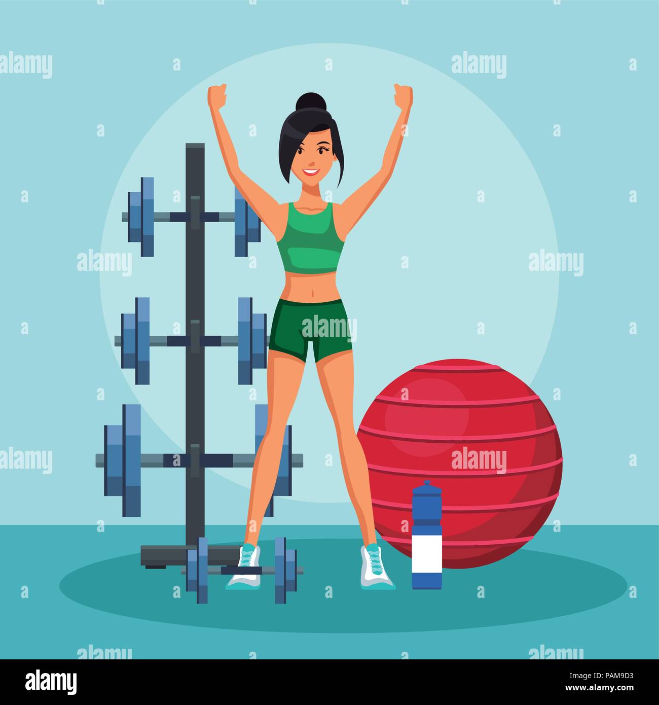 Fitness workout woman dumbbells Stock Vector Images - Alamy