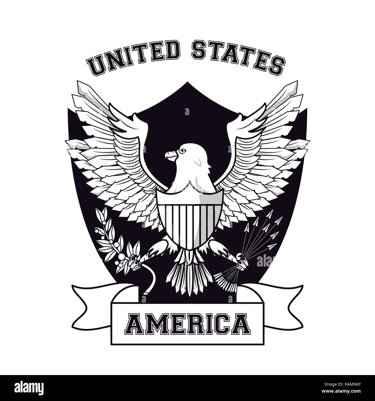 United States of America emblem in black and white Stock Vector Image ...