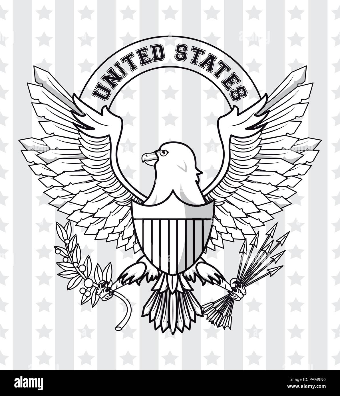 United States of America emblem in black and white Stock Vector Image ...