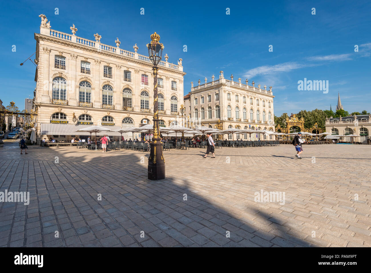 Nancy, France - 21 June 2018: People walk in the Place Stanislas square ...