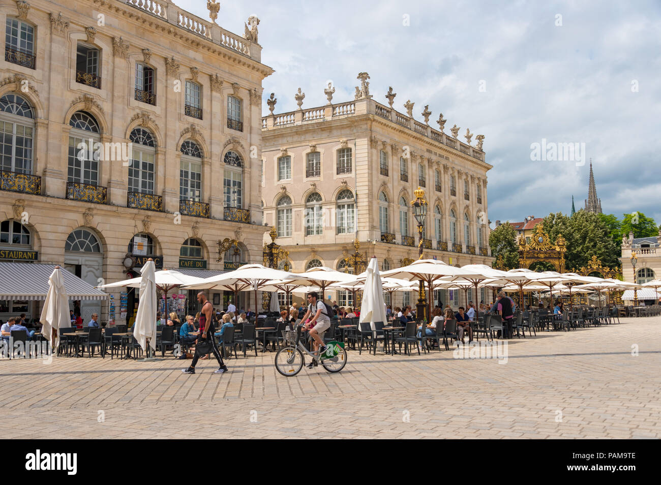 Nancy, France - 21 June 2018: People walk in the Place Stanislas square ...