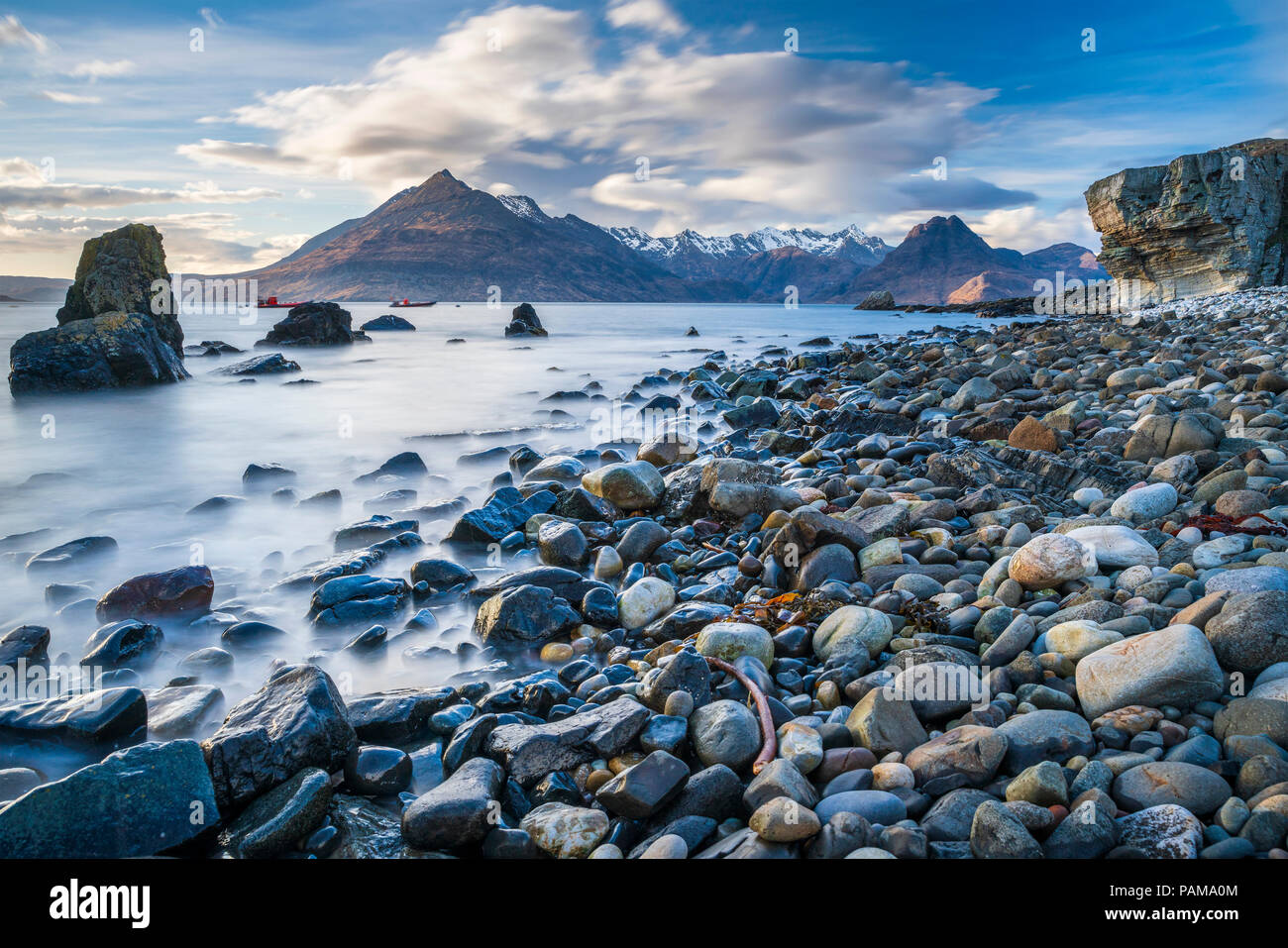 Cuillins Hills across Loch Scavaig seen from the beach of Elgol, Isle ...