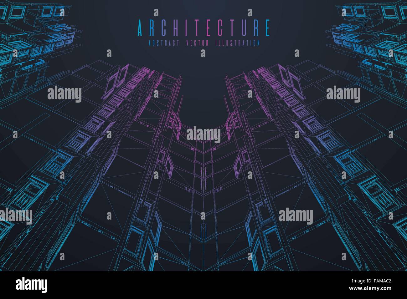 Modern architecture wireframe. Concept of urban wireframe. Wireframe ...
