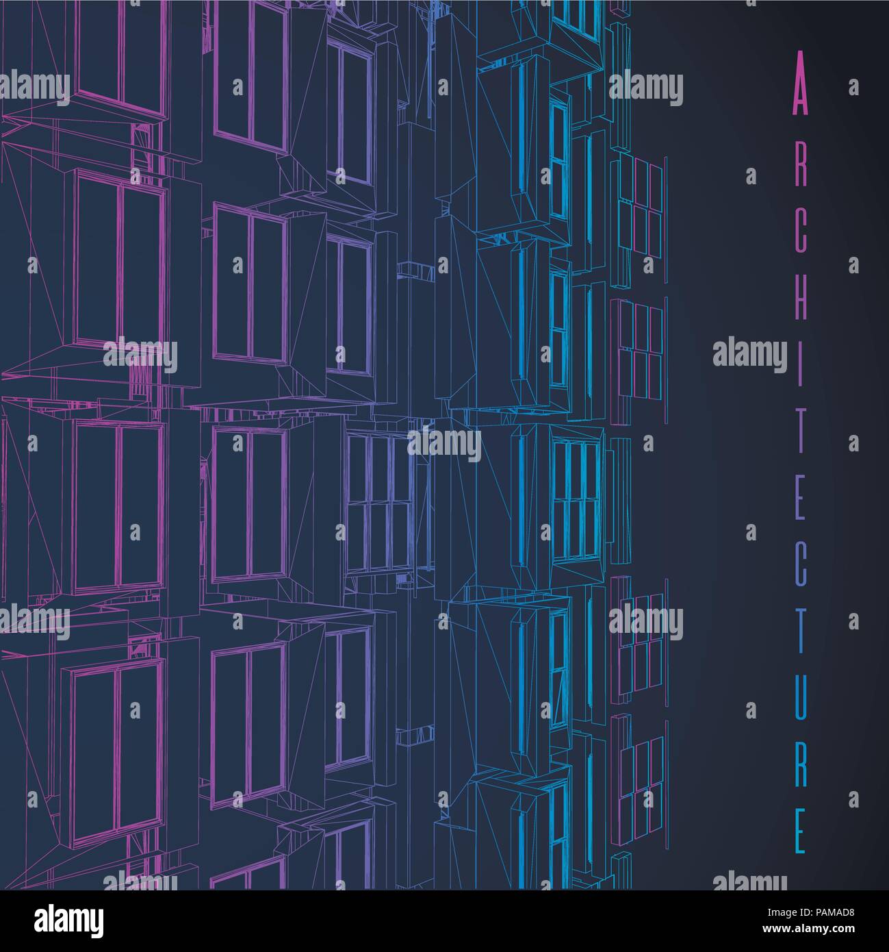 Modern architecture wireframe. Concept of urban wireframe. Wireframe ...