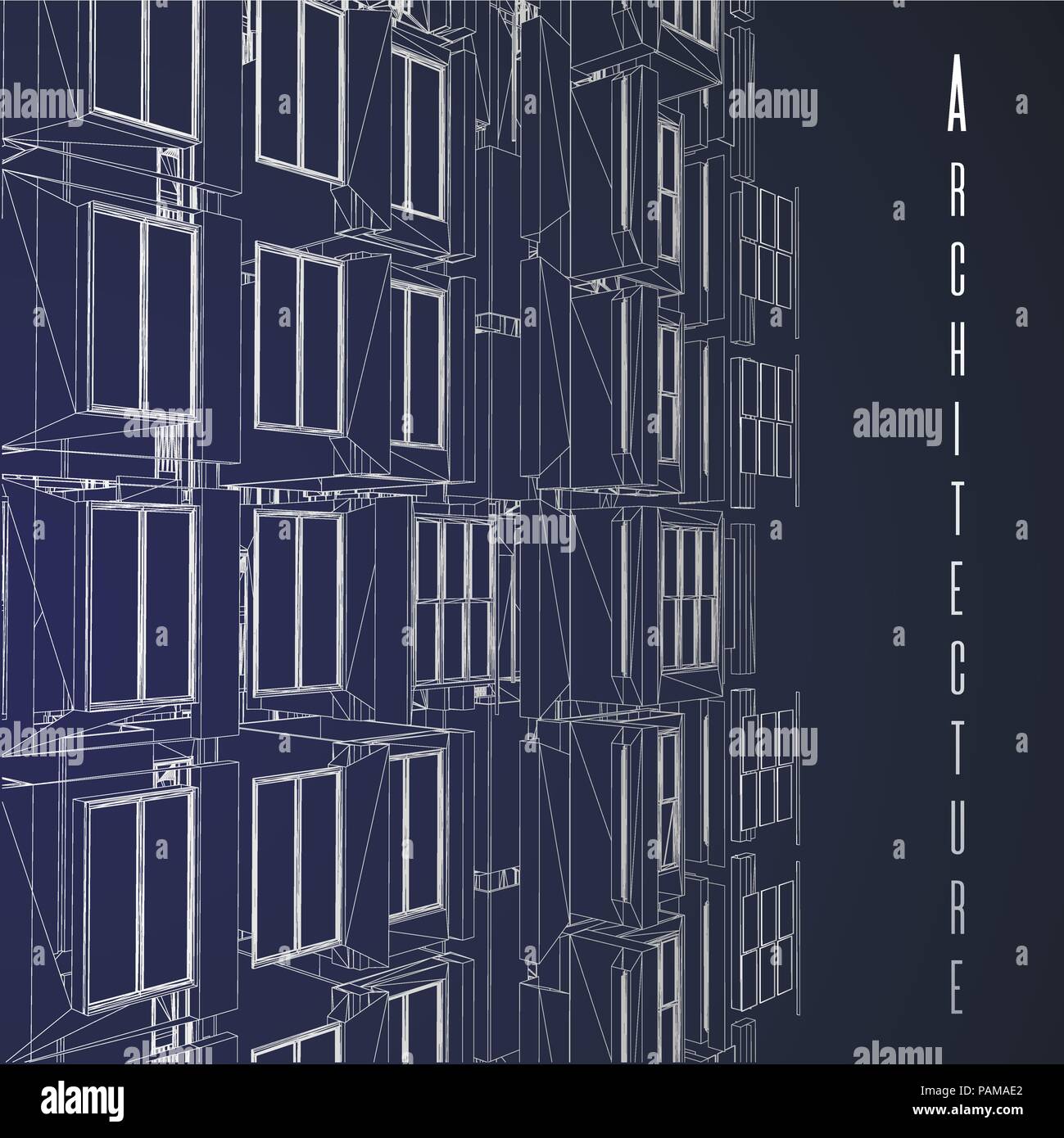 Modern Architecture Wireframe Concept Of Urban Wireframe Wireframe Building Illustration Of