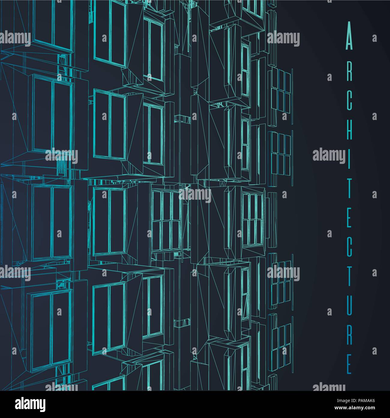 Modern architecture wireframe. Concept of urban wireframe. Wireframe ...