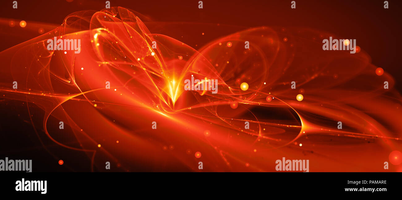 Fiery glowing new technology in deep space, computer generated abstract background, 3D rendering ...