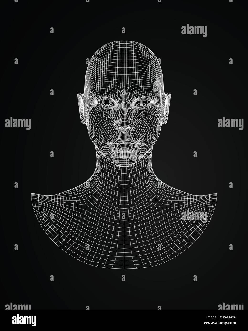 3d head wireframe vector. Drawing of wireframe head 3d model. Vector ...