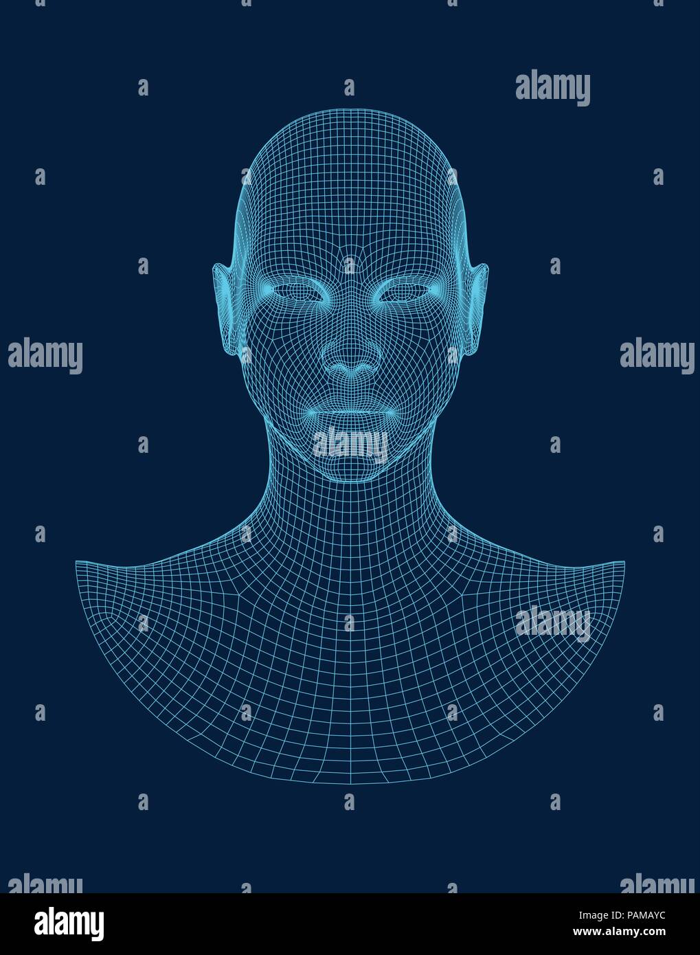3d head wireframe vector. Drawing of wireframe head 3d model. Vector ...