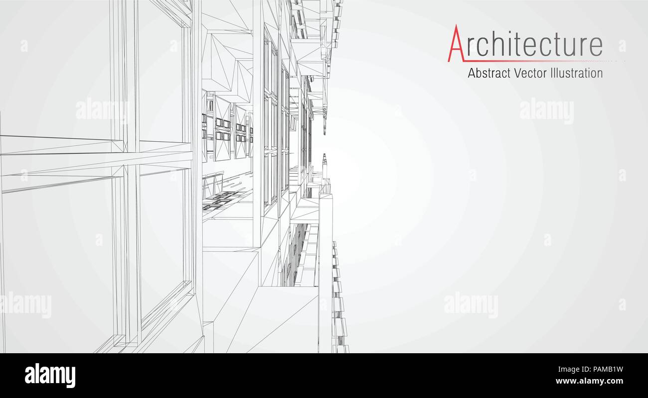 Modern architecture wireframe. Concept of urban wireframe. Wireframe ...