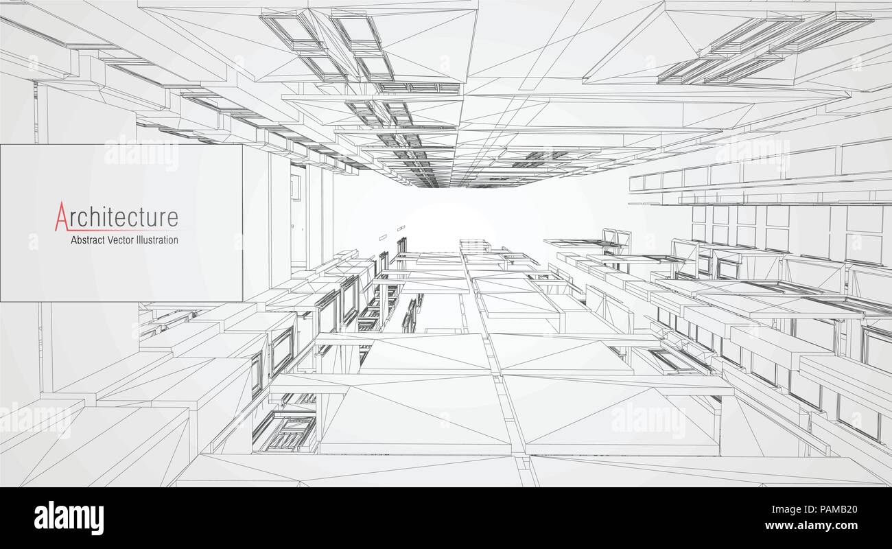Modern architecture wireframe. Concept of urban wireframe. Wireframe ...