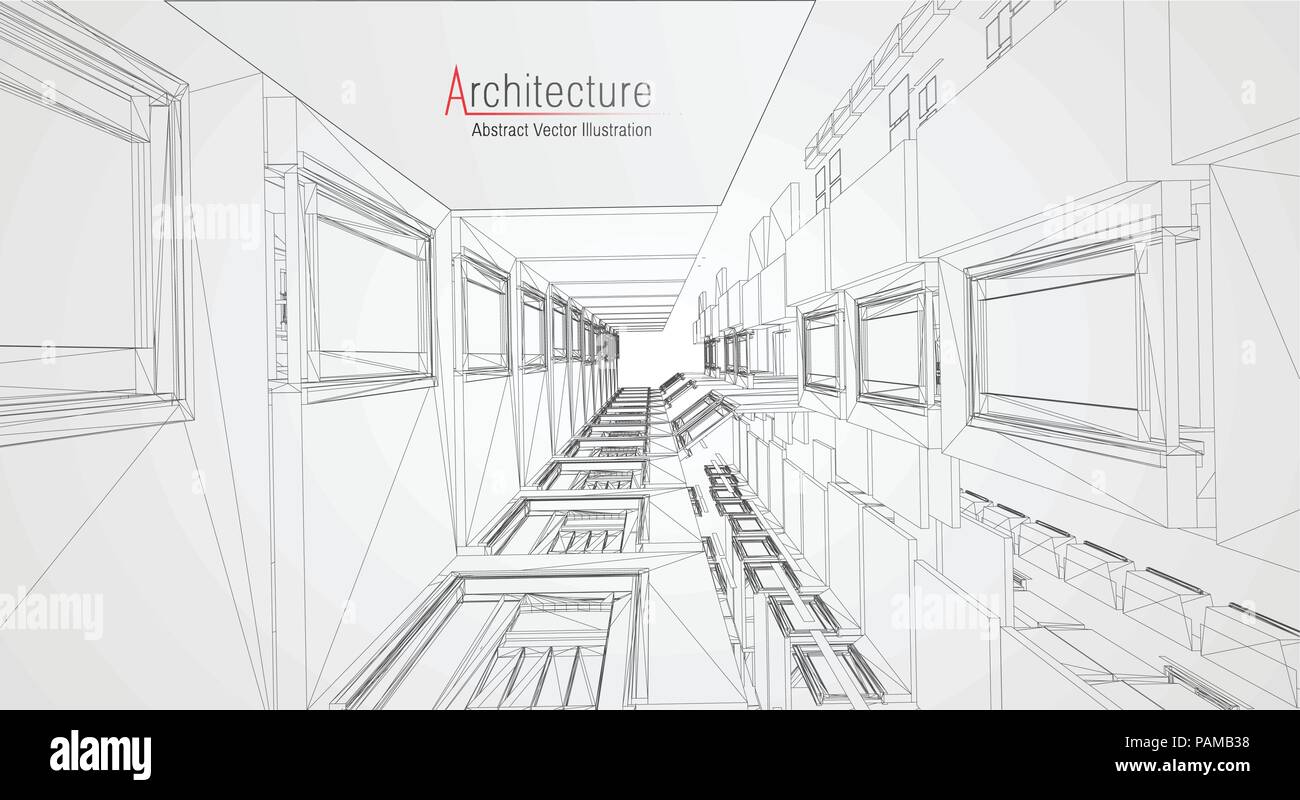 Modern architecture wireframe. Concept of urban wireframe. Wireframe ...