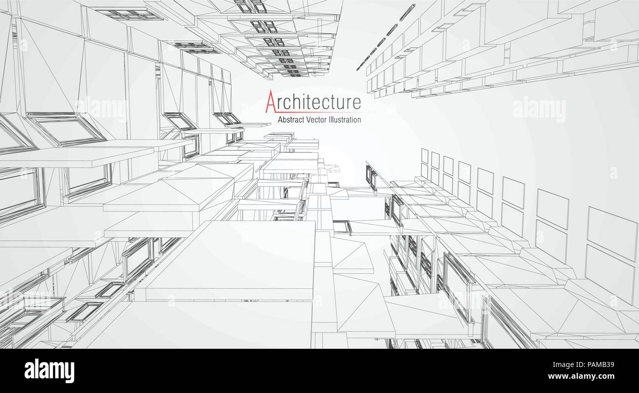 Modern architecture wireframe. Concept of urban wireframe. Wireframe ...