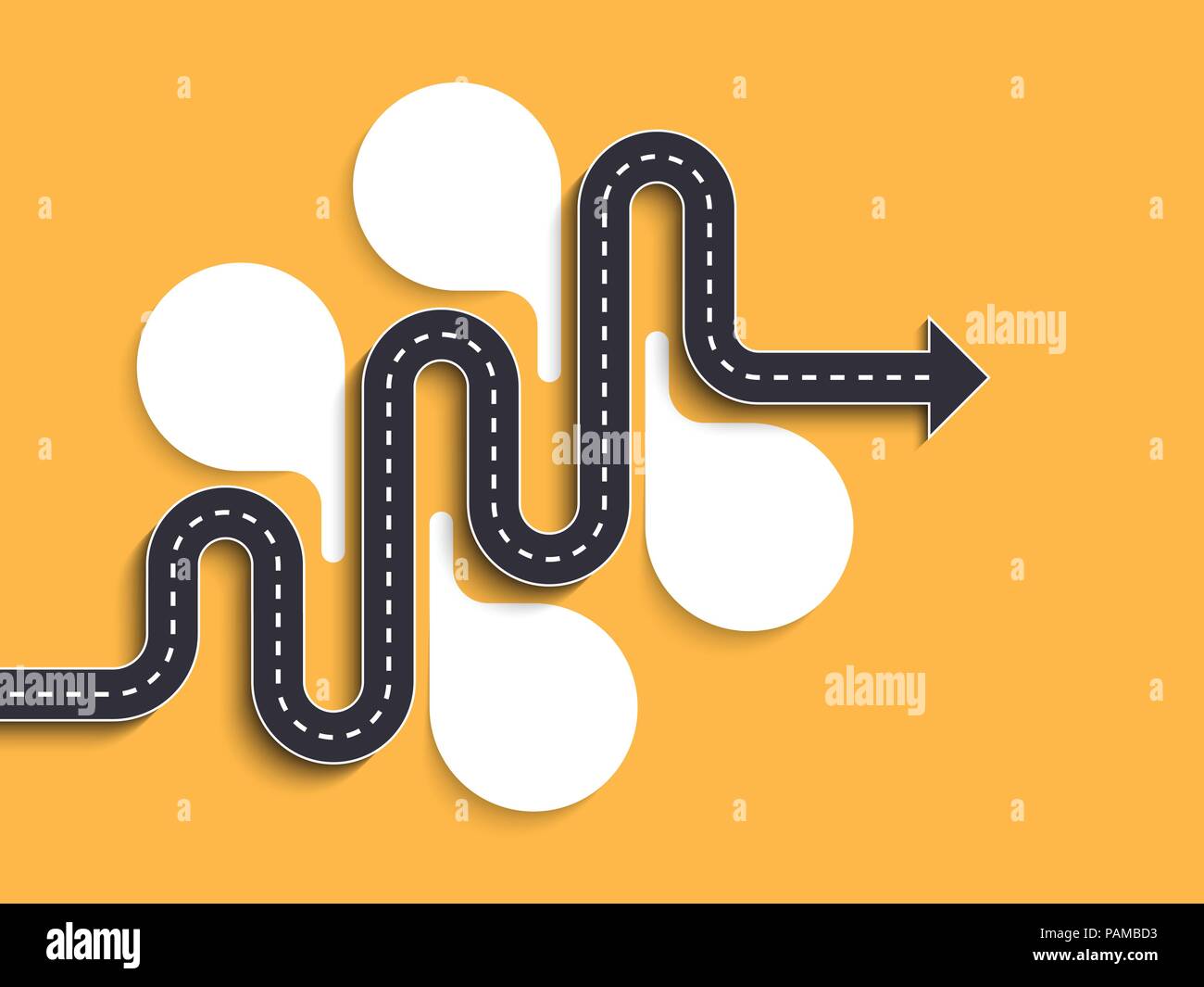 Road way location infographic template with a phased structure. Winding ...