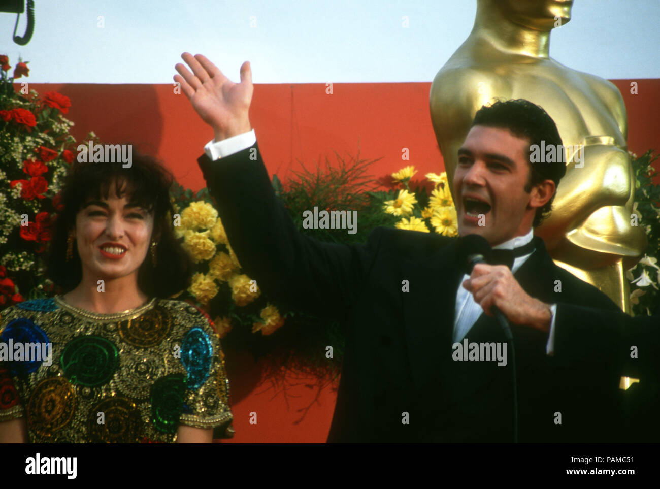 LOS ANGELES, CA - MARCH 30: Actor Antonio Banderas (R) and wife Ana ...