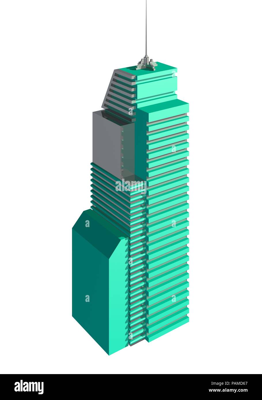 3D illustration skyscraper building isolated on white background Stock ...