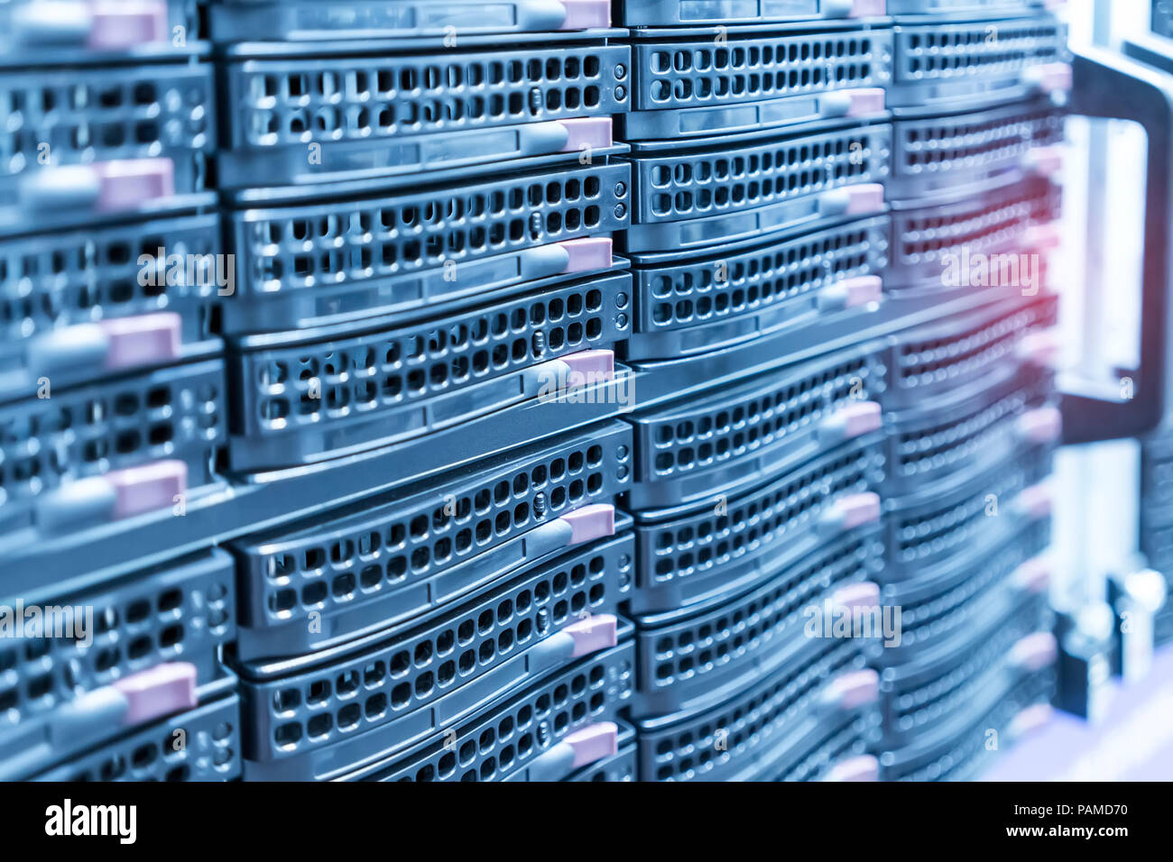 Panel modern servers in the data center vertical Stock Photo - Alamy