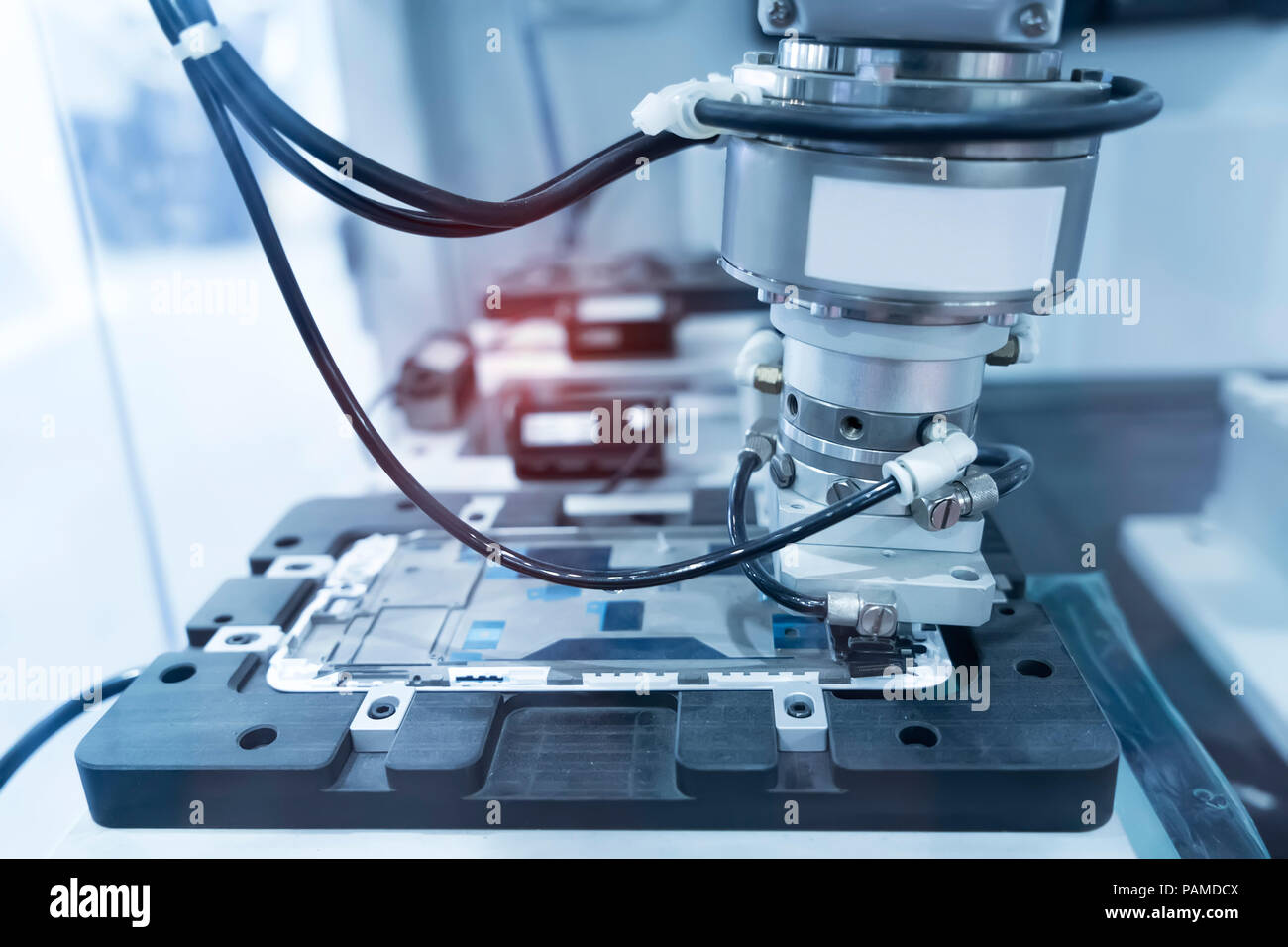 Robotic vision sensor camera system in phone intellegence factory Stock ...