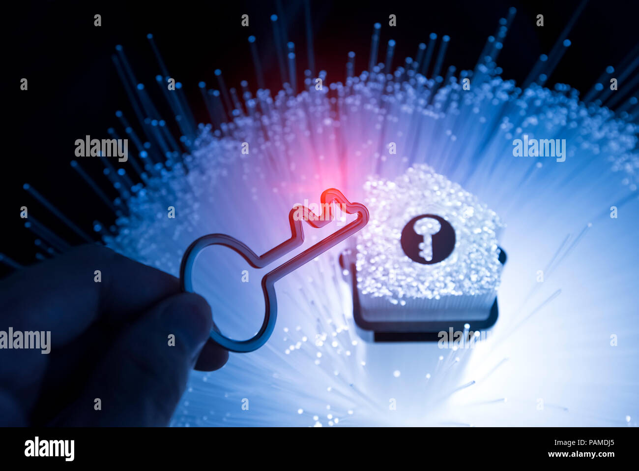 Smart House concept on fiber optic background Stock Photo - Alamy