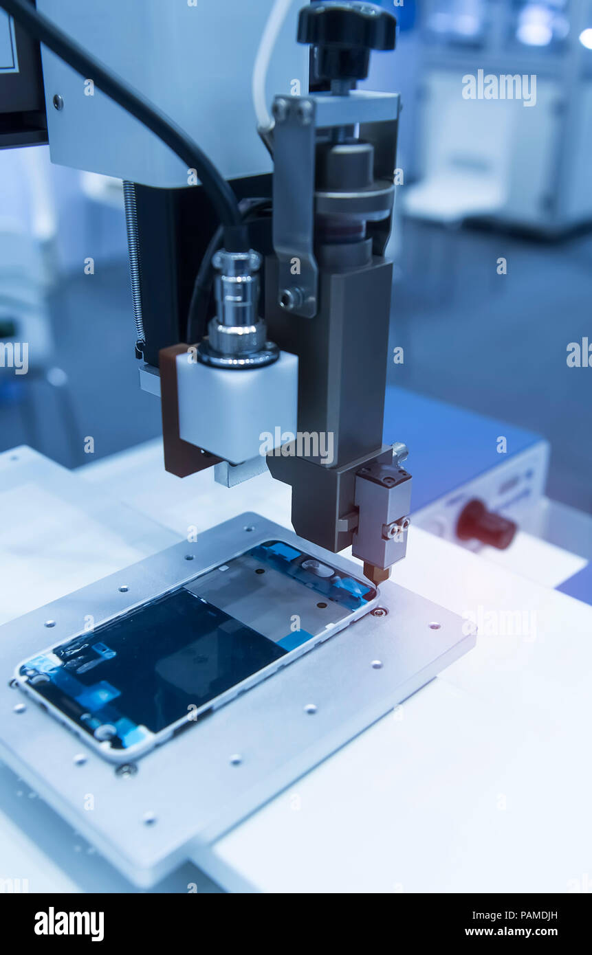 Robotic vision sensor camera system in phone intellegence factory Stock ...