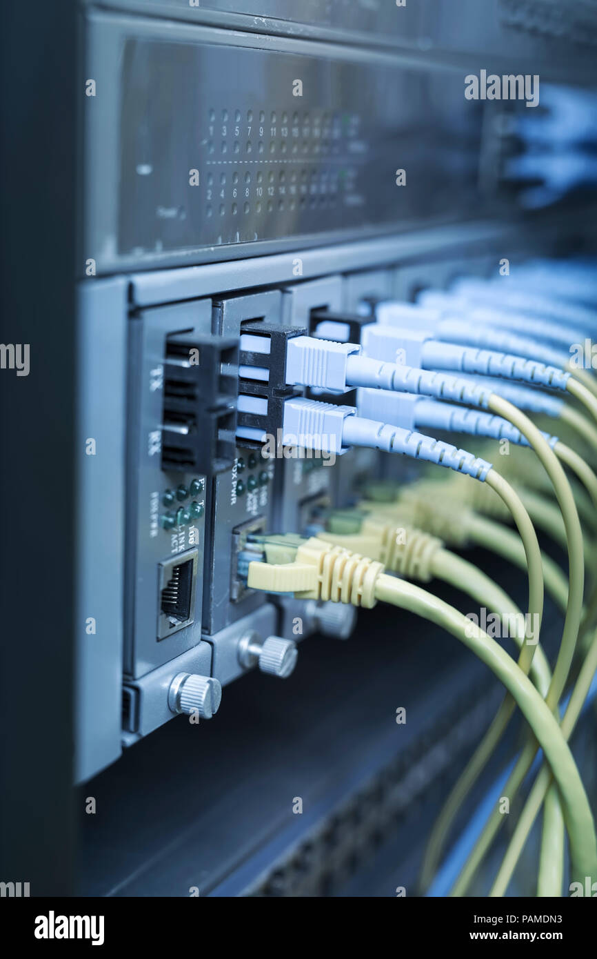 optical fibre information technology equipment in data center Stock ...