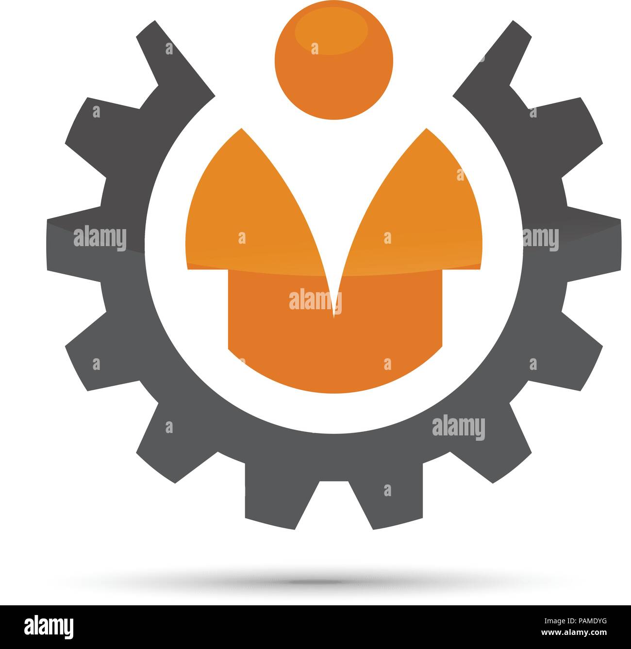 gear with man, Industrial theme worker man in wheel vector logo icon ...
