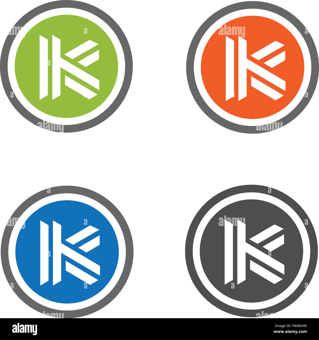 strong letter k with circle color logo concept, letter k colorful icon ...