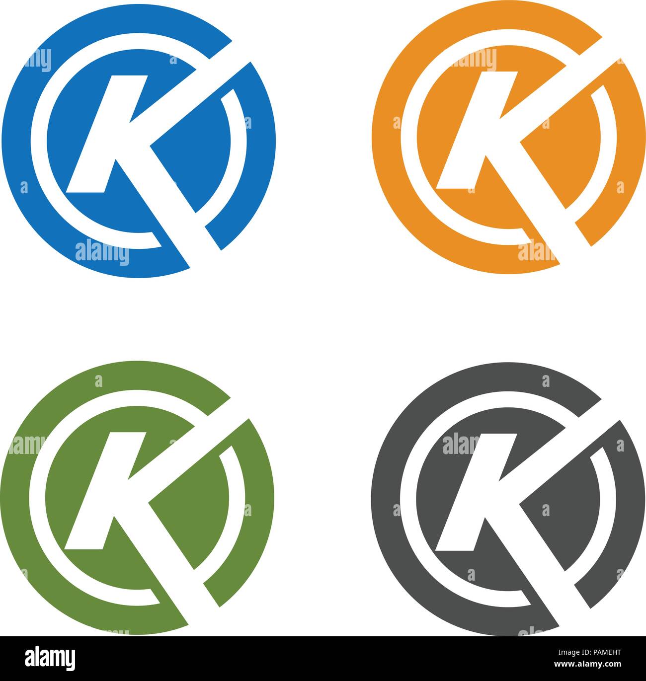 strong letter k with circle color logo concept, letter k colorful icon ...