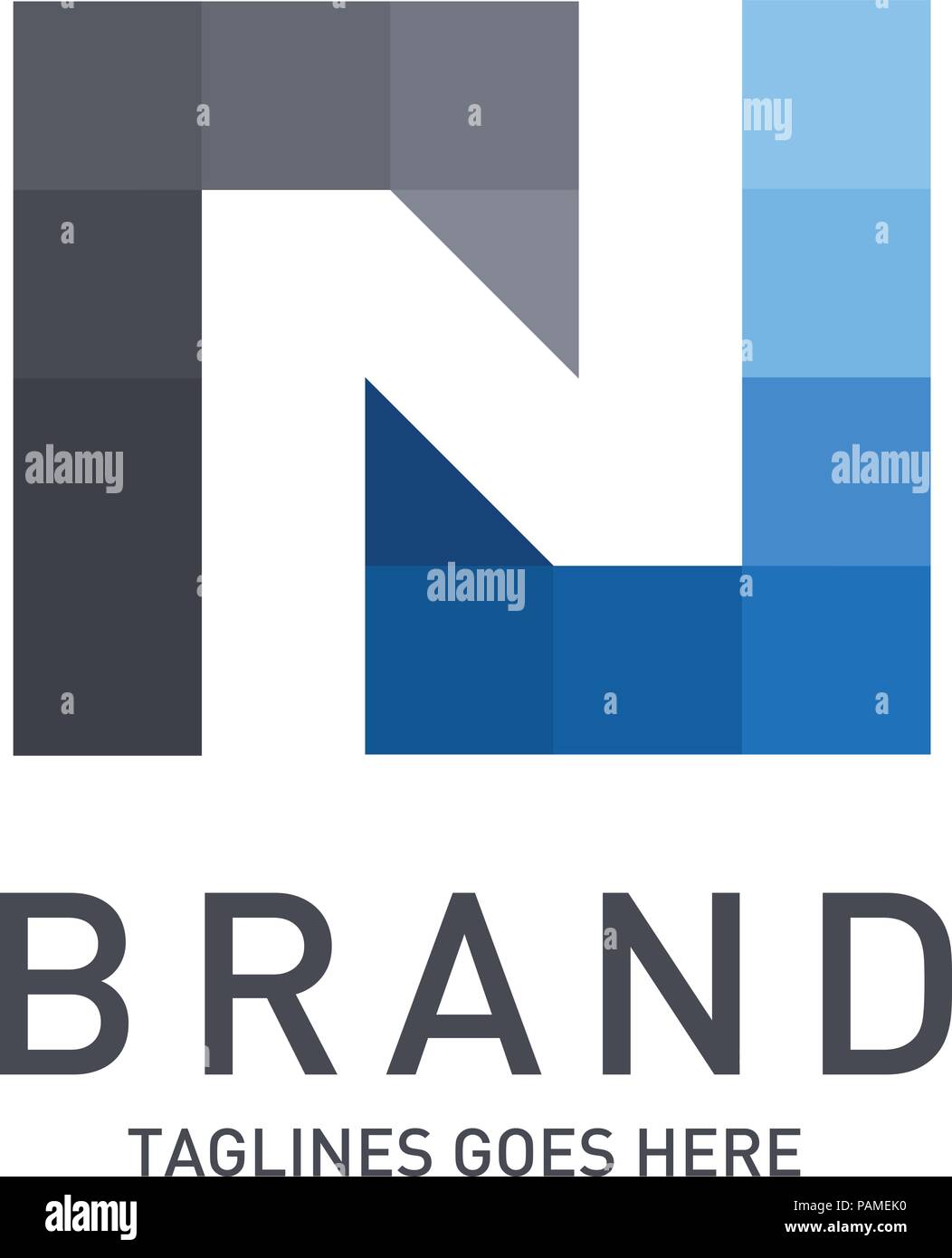 Letter N colorful square vector logo symbol with shattered blocks ...