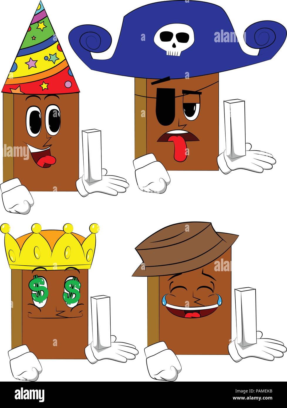 Books holding white tall box. Cartoon book collection with costume ...