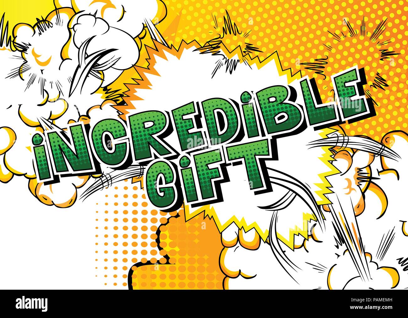 Incredible Gift - Comic book style word on abstract background Stock ...