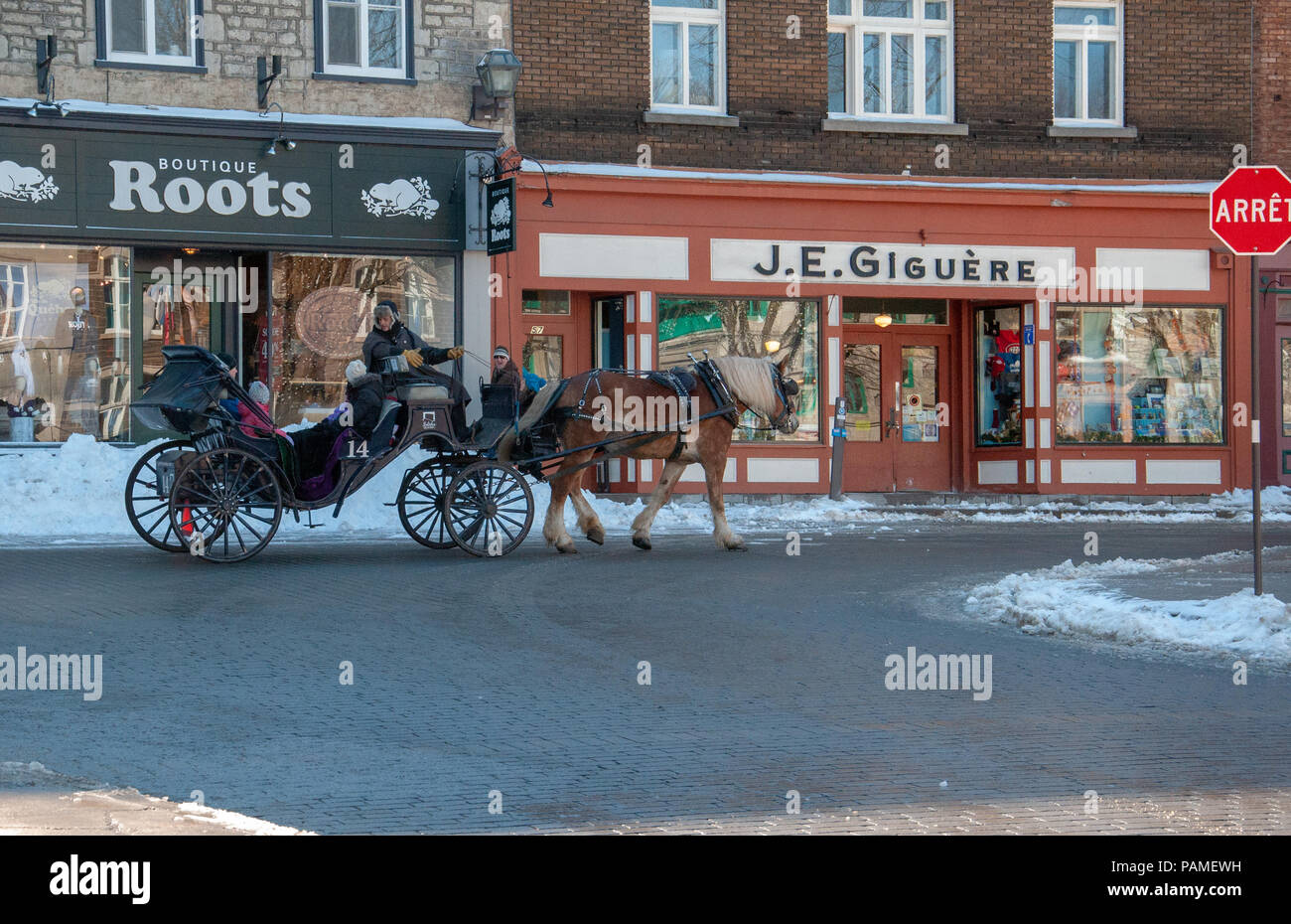 Horse Drawn Carriage in Old Quebec, Quebec City, Canada Stock Photo - Alamy