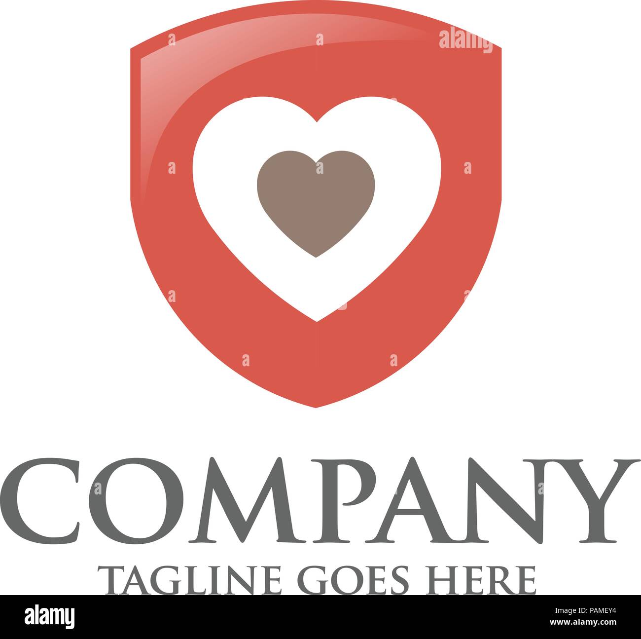 Shield logo with love heart abstract logo, created shield with hearth ...