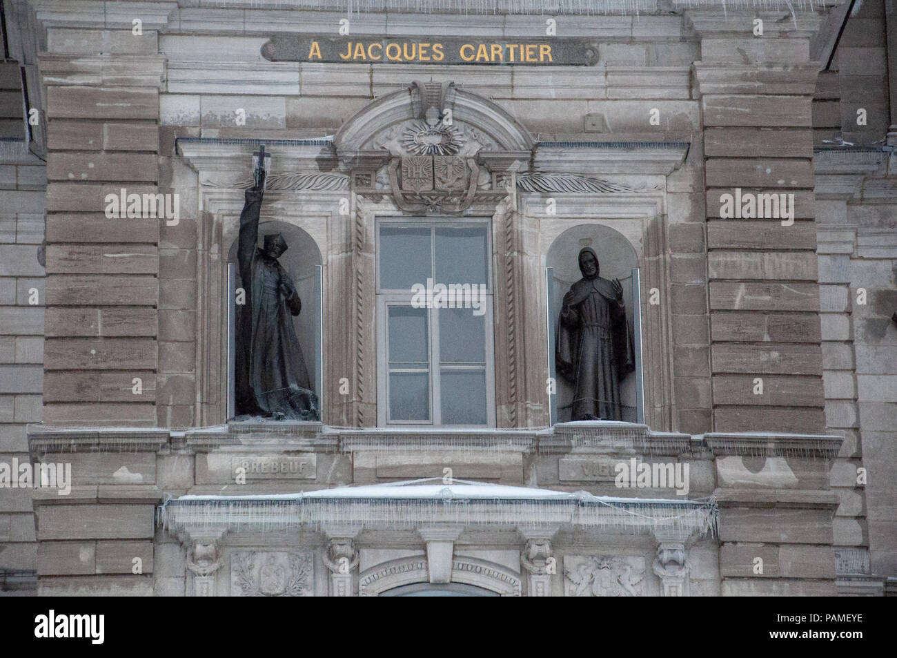 Statues of Saint Jean de Brebeuf (1593 - 1649) and Father Nicolas Viel ...